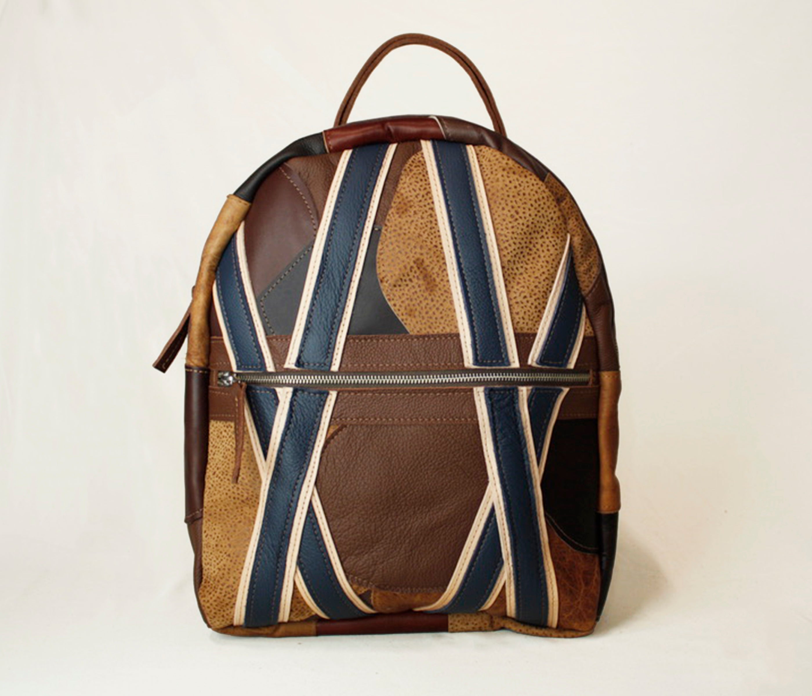 Kingsley - Brown Leather Patchwork Backpack – Ian James